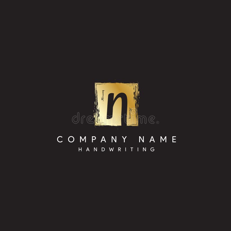 N Initial Handwritten Logo Vector in the Square Texture Background ...