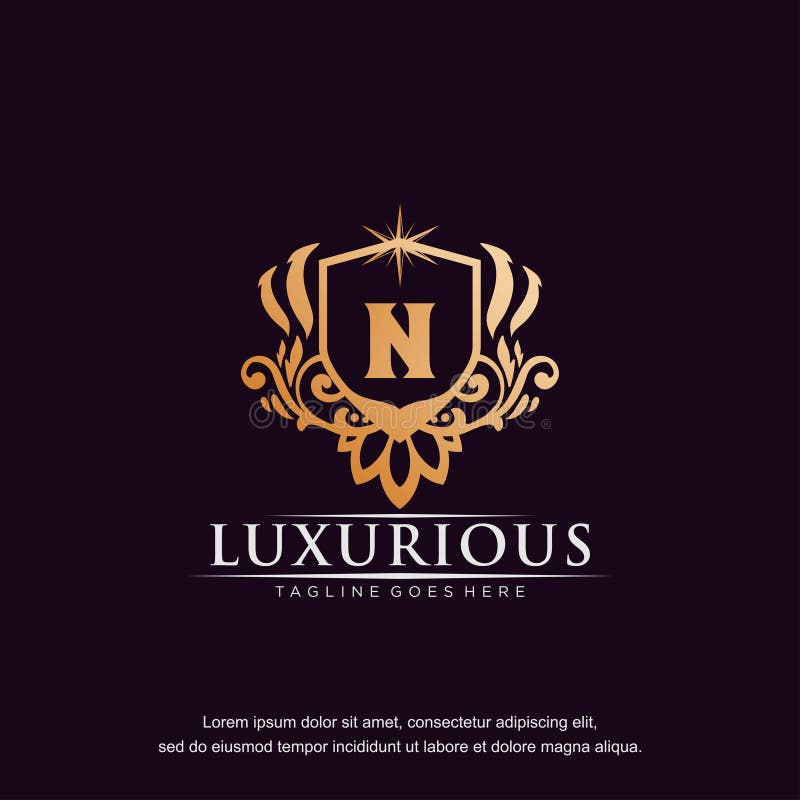 N Initial Letter Luxury Ornament Gold Monogram Logo Template Vector Art ...
