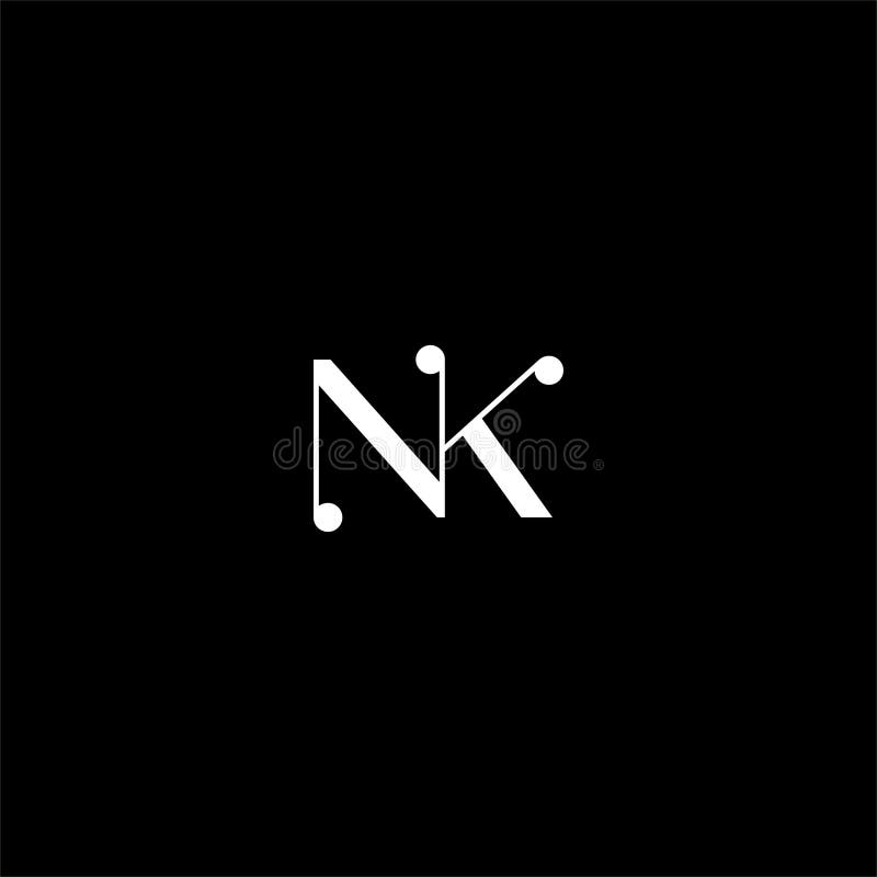 N K Letter Logo Creative Design on Black Color Background. Stock Vector ...