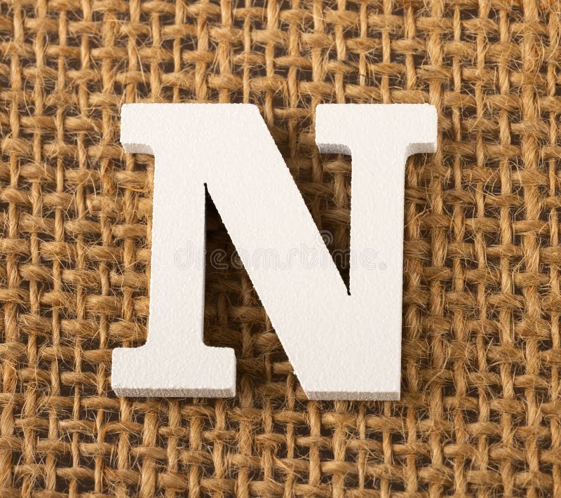 N, Letter of the Alphabet - Burlap Background Texture Stock Image ...