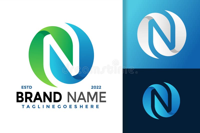 N Letter Circle Gradient Logo Design, Brand Identity Logos Vector ...