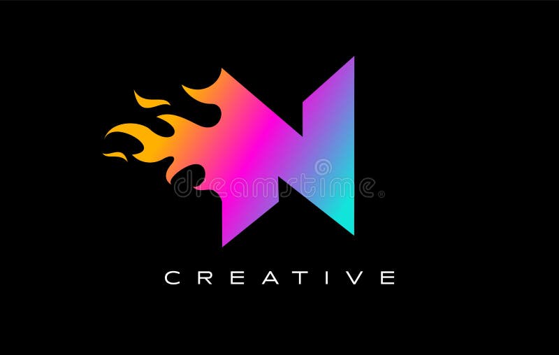 N Letter Flame Logo Design. Fire Logo Lettering Concept Stock Vector ...