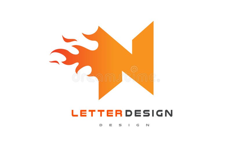 N Letter Flame Logo Design. Fire Logo Lettering Concept. Stock Vector ...