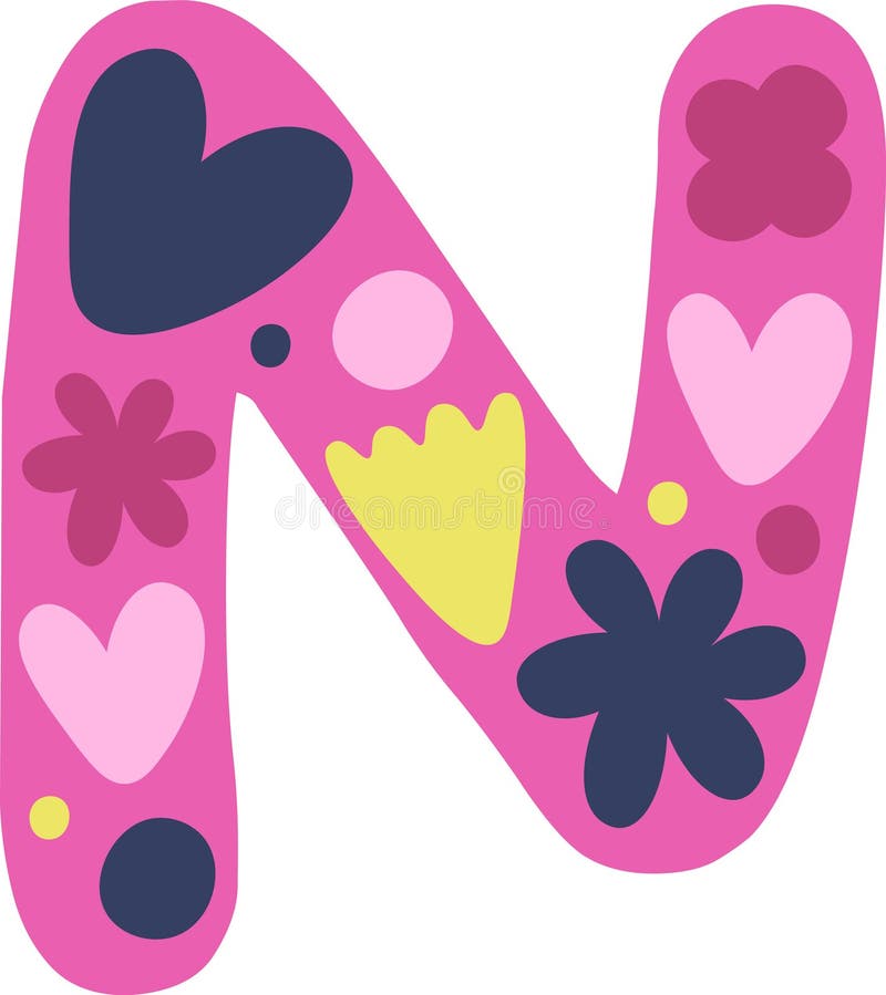 N Letter Floral Alphabet stock vector. Illustration of typography ...