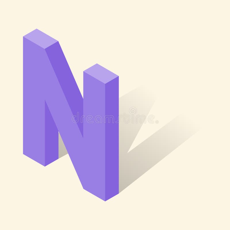 N Letter in Isometric 3d Style with Shadow Stock Illustration ...