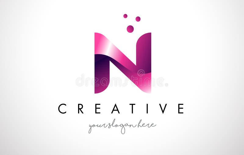 N Letter Logo Design with Purple Colors and Dots Stock Vector ...