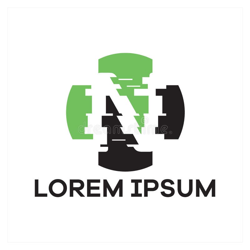 N Letter Logo Design. Letter N in Plus Shape Vector Illustration Stock ...