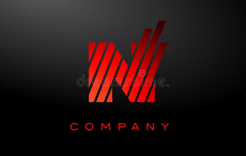 N Letter Logo with Red Lines Design Vector. Red Letter Icon ...