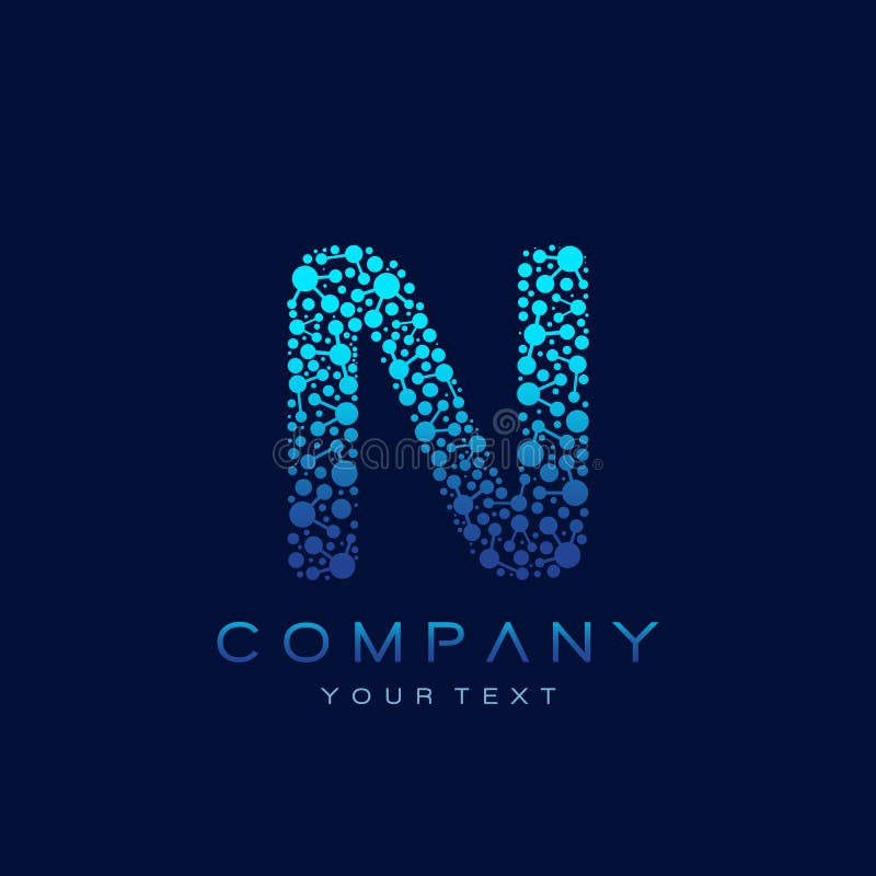 N Letter Logo Science Technology. Connected Dots Design Vector Stock ...