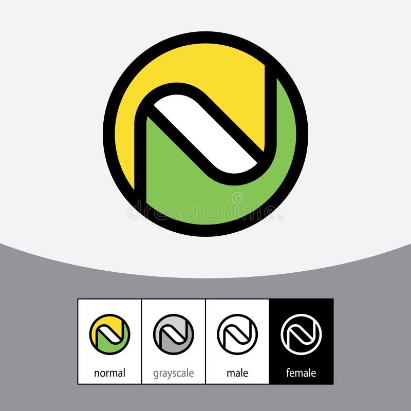 N Letter Logo. Yellow and Green Color Stock Vector - Illustration of ...