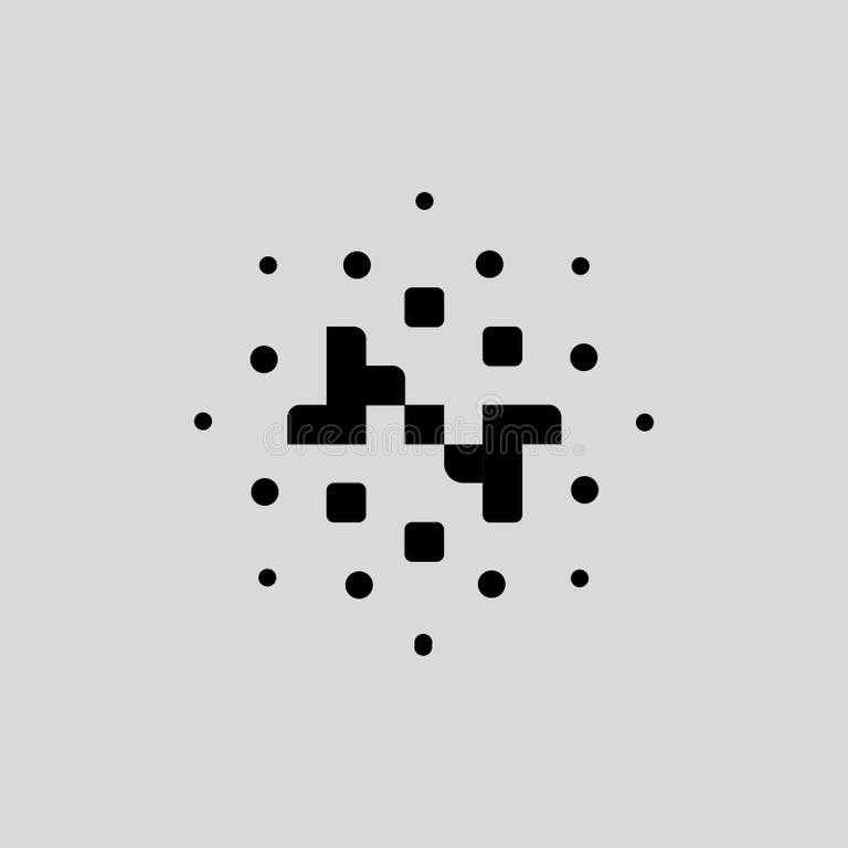 N Letter with Square and Dot Bit Technology Icon Design Illustration ...