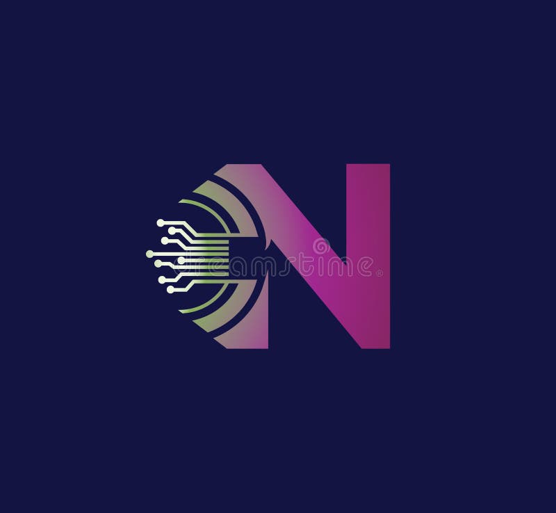 N Letter Technology Logo Design. with Communication Service. Modern ...