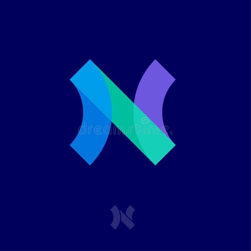 N Logo. N Abstract Monogram. Blue, Violet and Azure Transparent ...