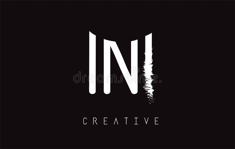 N Monogram Letter Logo Design Brush Paint Stroke. Stock Vector ...