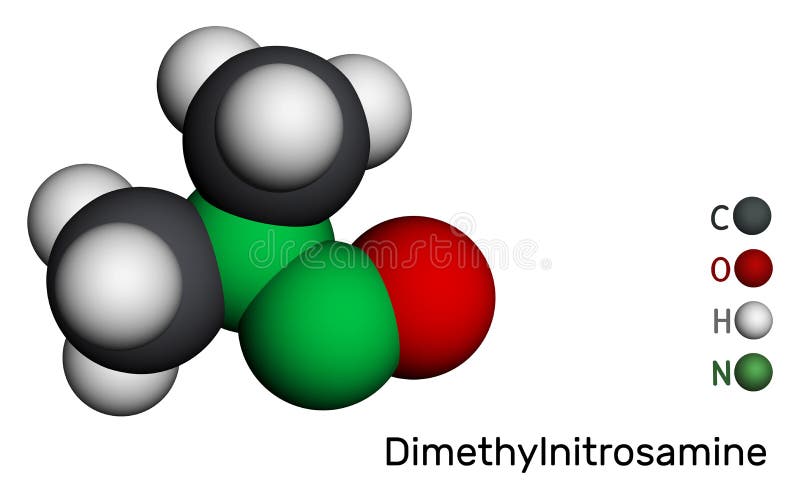 N-Nitrosodimethylamine, NDMA, Dimethylnitrosamine, DMN Molecule. it is ...