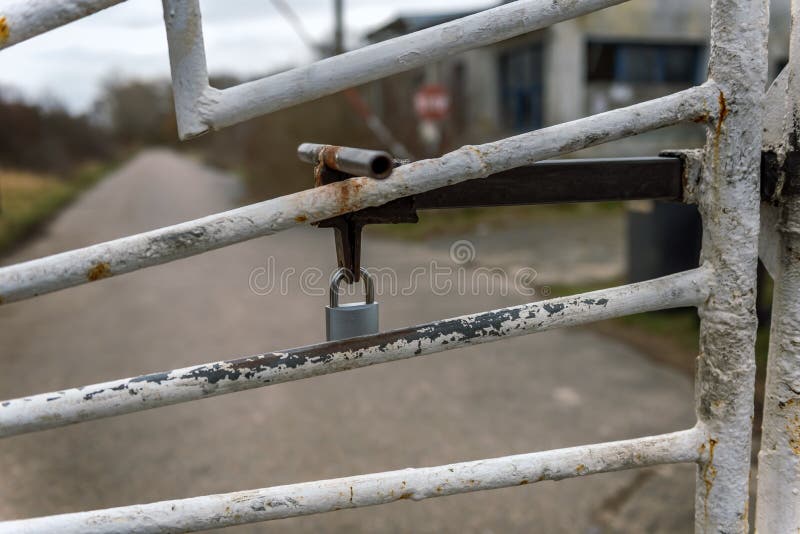 N Old Iron Gate is Secured with a Padlock Stock Image - Image of ...