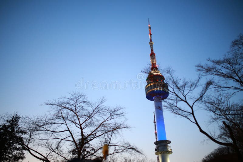 N Seoul Tower in Winter Night Stock Photo - Image of namsan, landscape ...