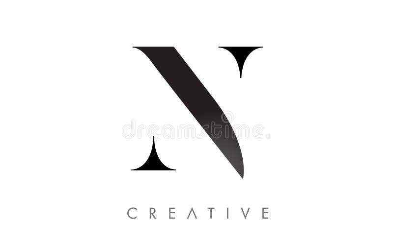 N Serif Letter Logo with Minimalist Design in Black and White Vector ...