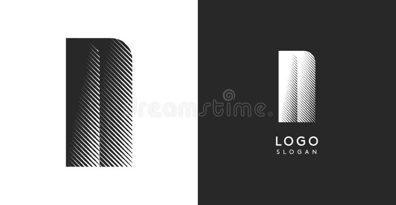 N Vector Letter. Sharp Contrast Monogram Strike Diagonal Hatching for ...