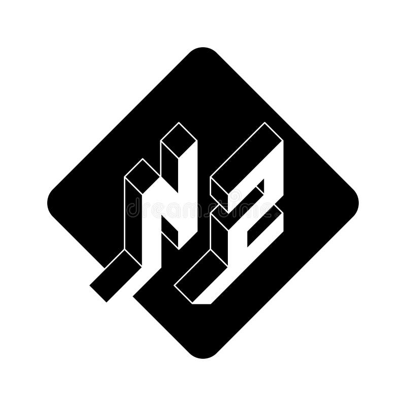 N and Z - Monogram or Logotype. Isometric 3d Font for Design. NZ - 2 ...