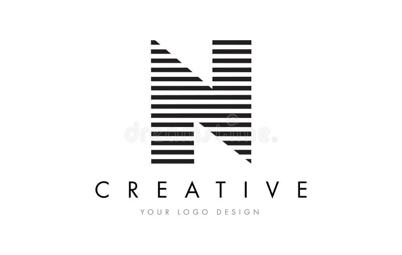 N Zebra Letter Logo Design with Black and White Stripes Stock Vector ...