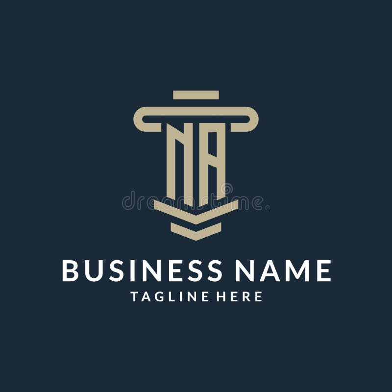 NA Initial Logo Monogram with Simple Luxury Pillar Line Vector Design ...