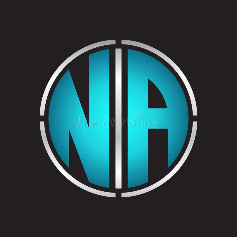 NA Logo Initial with Circle Line Cut Design Template on Blue Colors ...