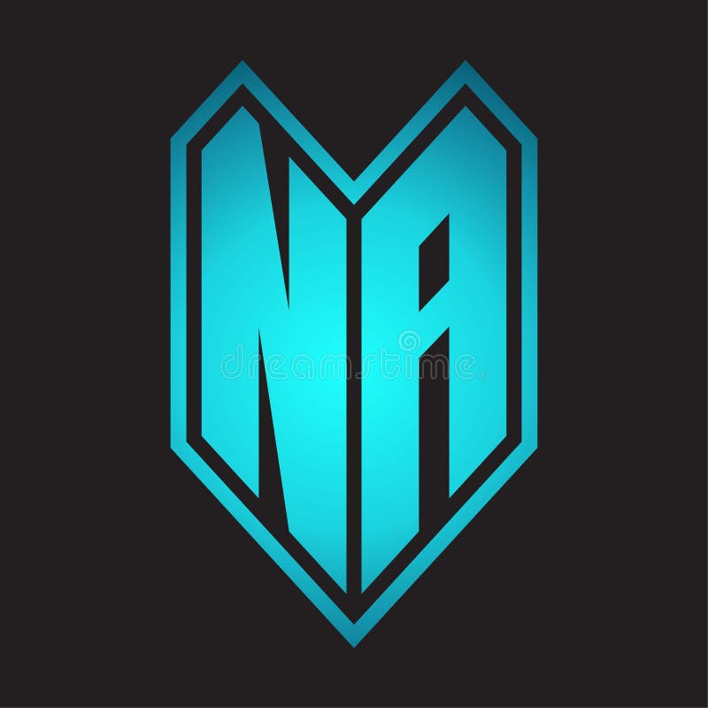 NA Logo Monogram with Emblem Line Style Isolated on Blue Gradient ...
