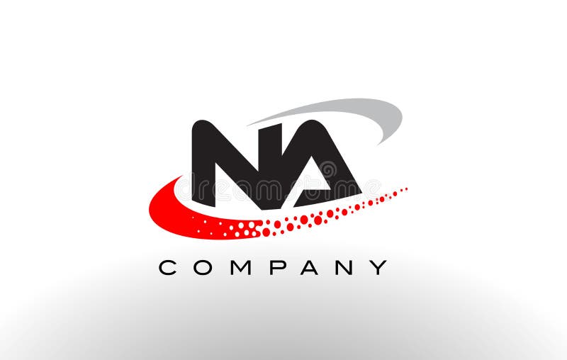 NA Modern Letter Logo Design with Red Dotted Swoosh Stock Vector ...