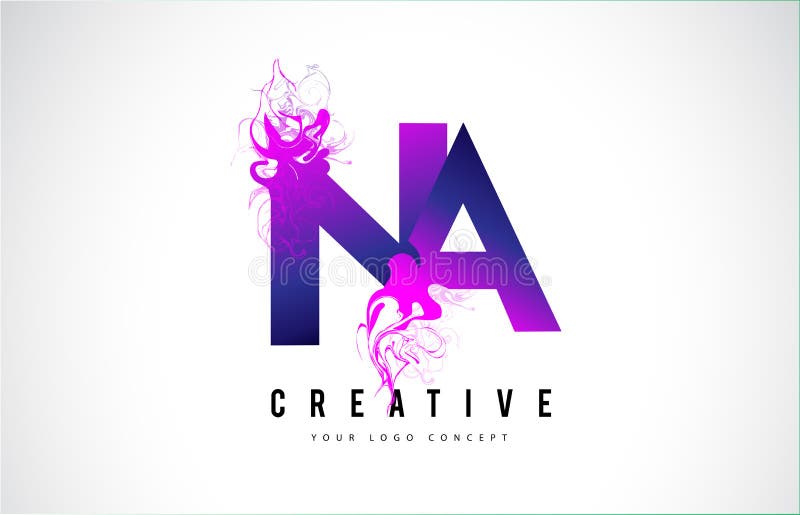 NA N a Purple Letter Logo Design with Liquid Effect Flowing Stock ...
