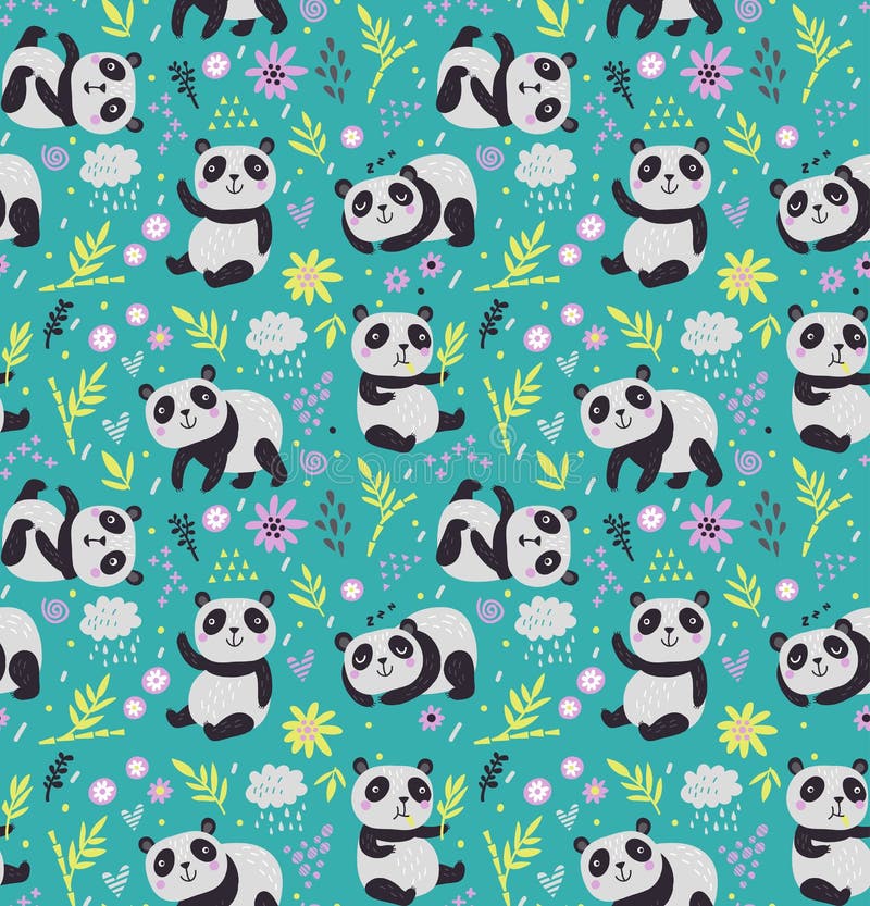 Naadloos Patroon Met Panda's Vector Illustratie - Illustration of dier ...