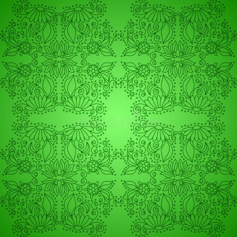 Naadloos Uitstekend Groen Patroon Vector Illustratie - Illustration of ...