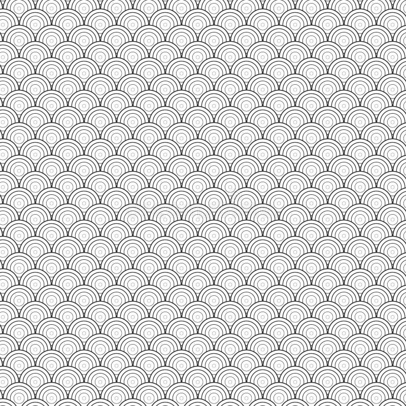 Naadloze Cirkel Zwart-witte Overzees Shell Geometric Vector Pattern ...