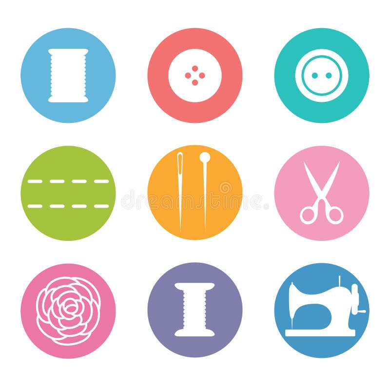 Naai pictogramreeks vector illustratie. Illustration of voorwerpen ...