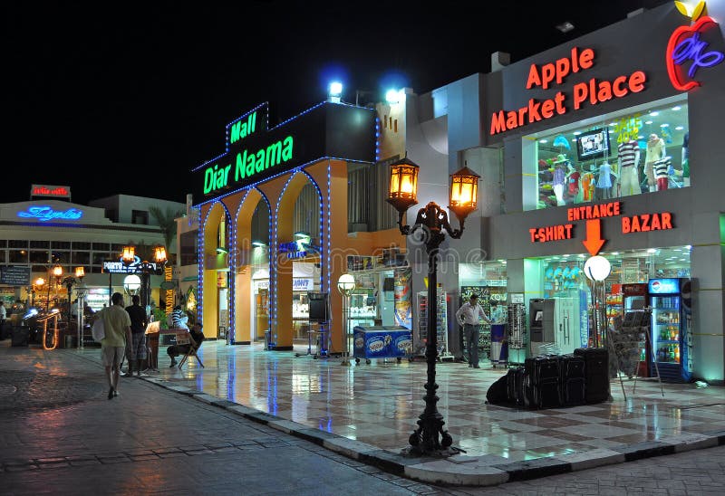 Naama bay shopping night editorial photography. Image of mall - 17113192