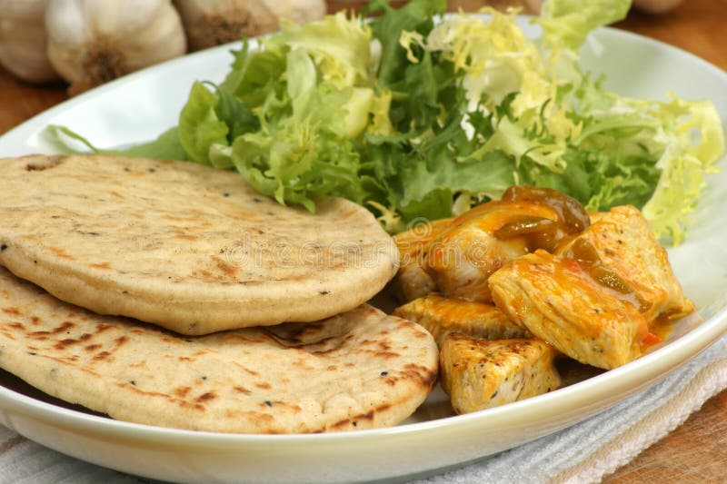 Naan Bread with Turkey Curry Stock Photo - Image of curry, delicious ...