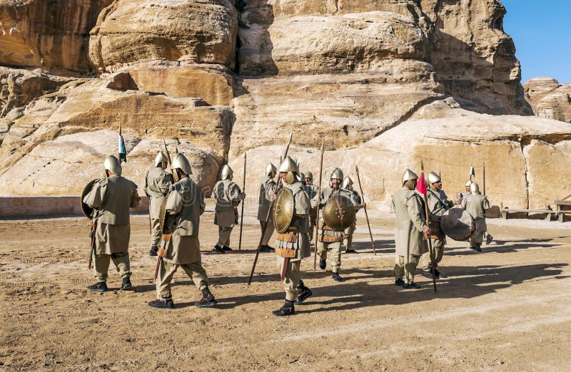 Nabatean soldiers editorial stock photo. Image of mountain - 54673203