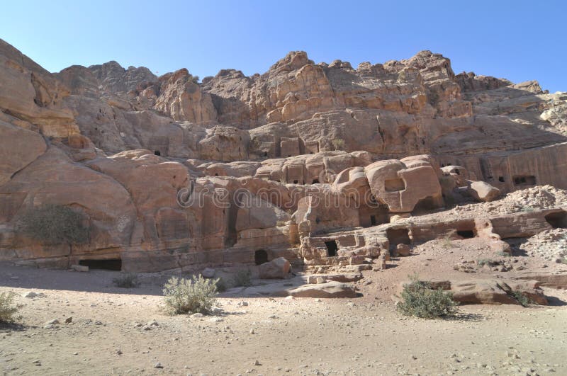 Nabatean Tombs of Stone in Petra, Jordan Stock Photo - Image of ...