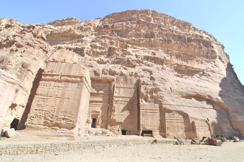 Nabatean Tombs of Stone in Petra, Jordan Stock Photo - Image of tomb ...