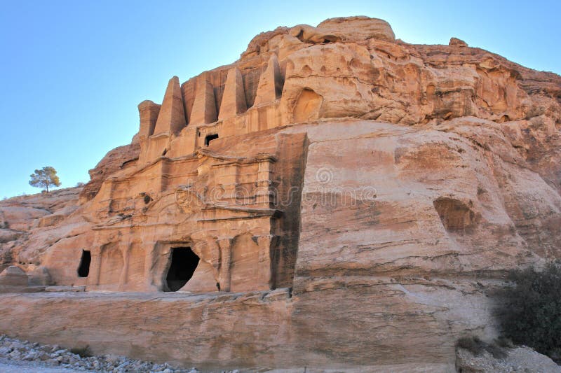 Nabatean Tombs of Stone in Petra, Jordan Stock Image - Image of rock ...