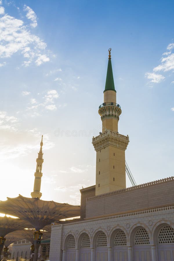Nabvi mosque Madeena stock image. Image of blue, dome - 222589125