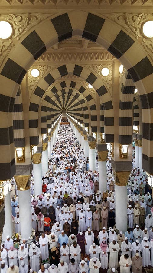 Nabvi mosque Madeena, editorial stock image. Image of clouds - 221775849