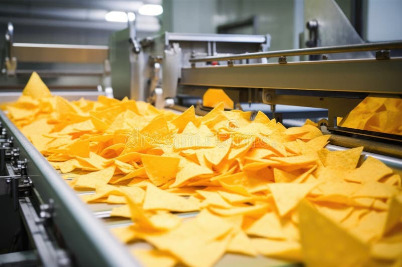 Nacho Chips Falling into the Packaging Area Stock Image - Image of ...