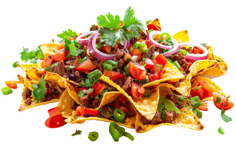 Nachos with Beef and Vegetables Alone on Transparent Background Stock ...