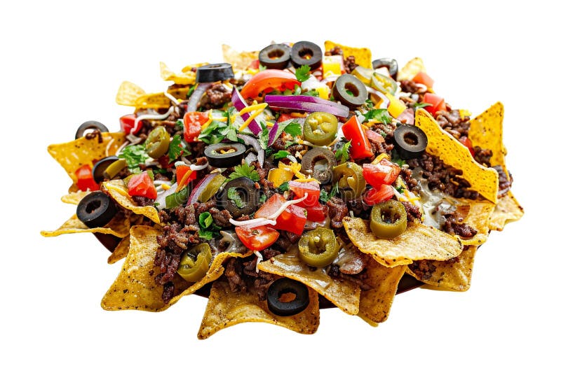 Nachos with Beef and Vegetables Alone on Transparent Background Stock ...