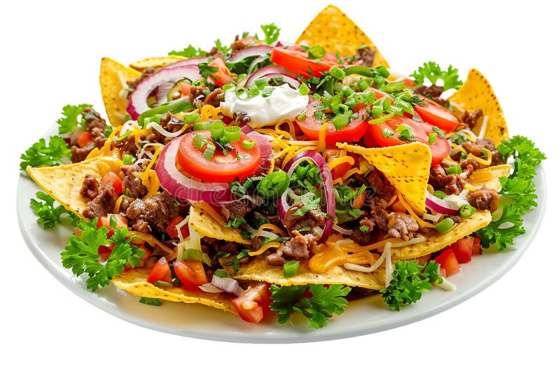 Nachos with Beef and Vegetables Alone on Transparent Background Stock ...