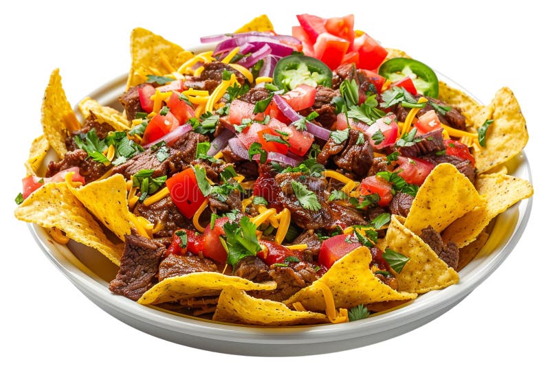 Nachos with Beef and Vegetables Alone on Transparent Background Stock ...