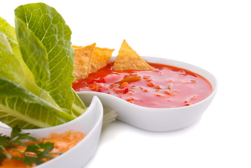Nachos, Cheese and Red Sauce, Vegetables Stock Image - Image of fresh ...