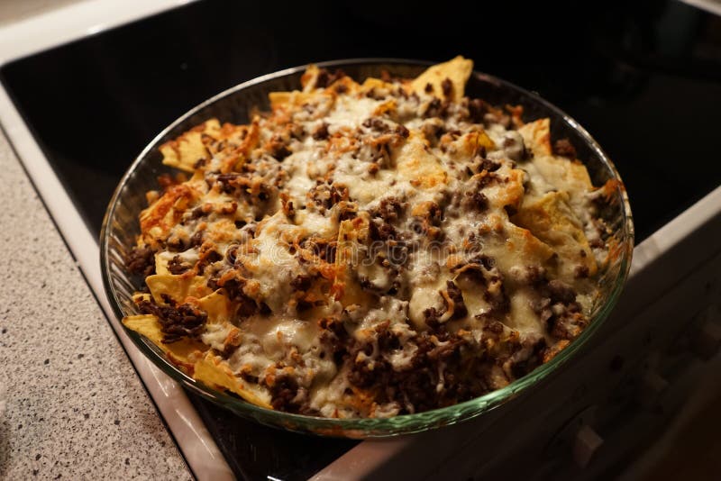 Nachos with Meat and Cheese Stock Image - Image of tortilla, food: 70027963