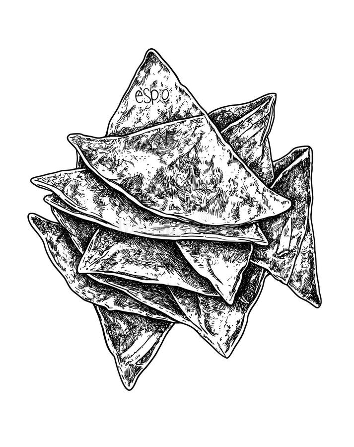 Nachos Sketch. Hand Drawn Illustration Converted To Modern Format Stock ...